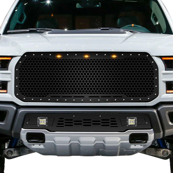 2017-2020 Custom Ford Raptor Grille - HEX – RacerX Customs | Auto ...
